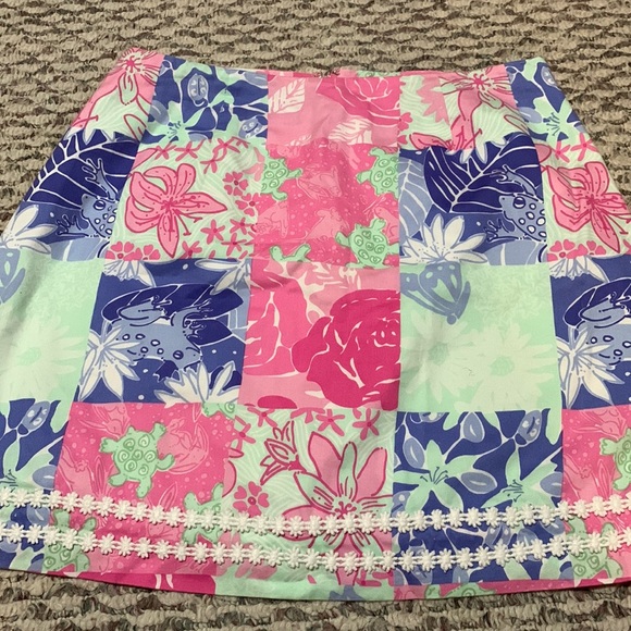 Lilly Pulitzer | Skirts | Lilly Pulitzer Patchwork Skirt Frog Turtle ...